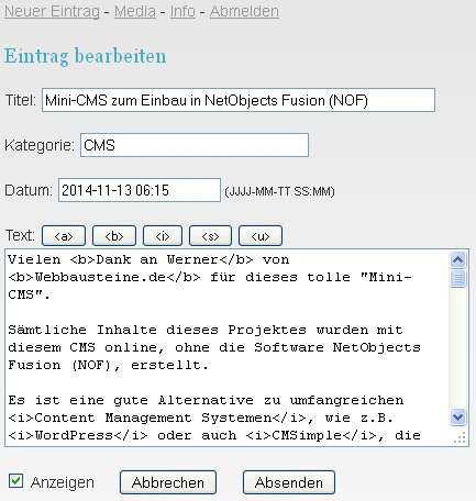 Tutorial CMS in NetObjects Fusion einbauen