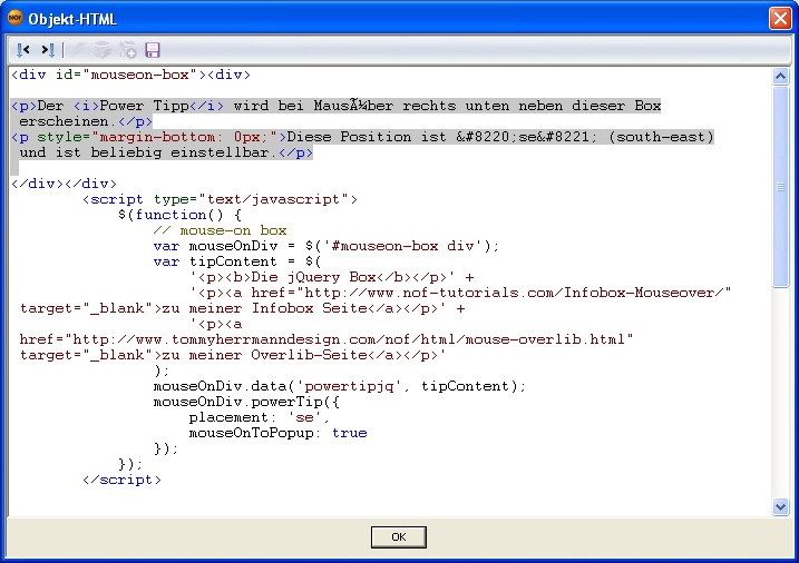 Tutorial Powertip Jquery Infobox